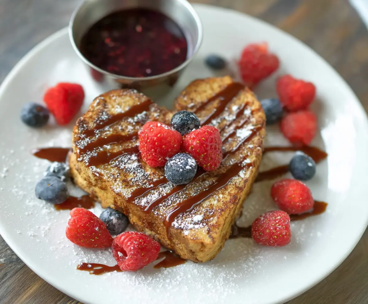 Heart-Shaped French Toast with Berry Compote