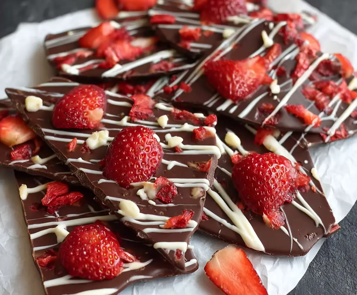 Easy Chocolate Covered Strawberry Bark