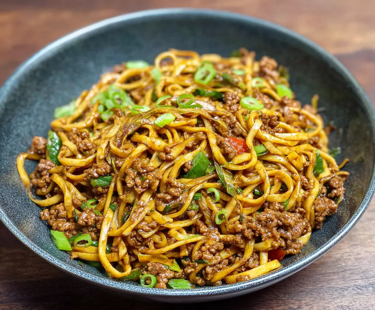 Easy Mongolian Ground Beef Noodles