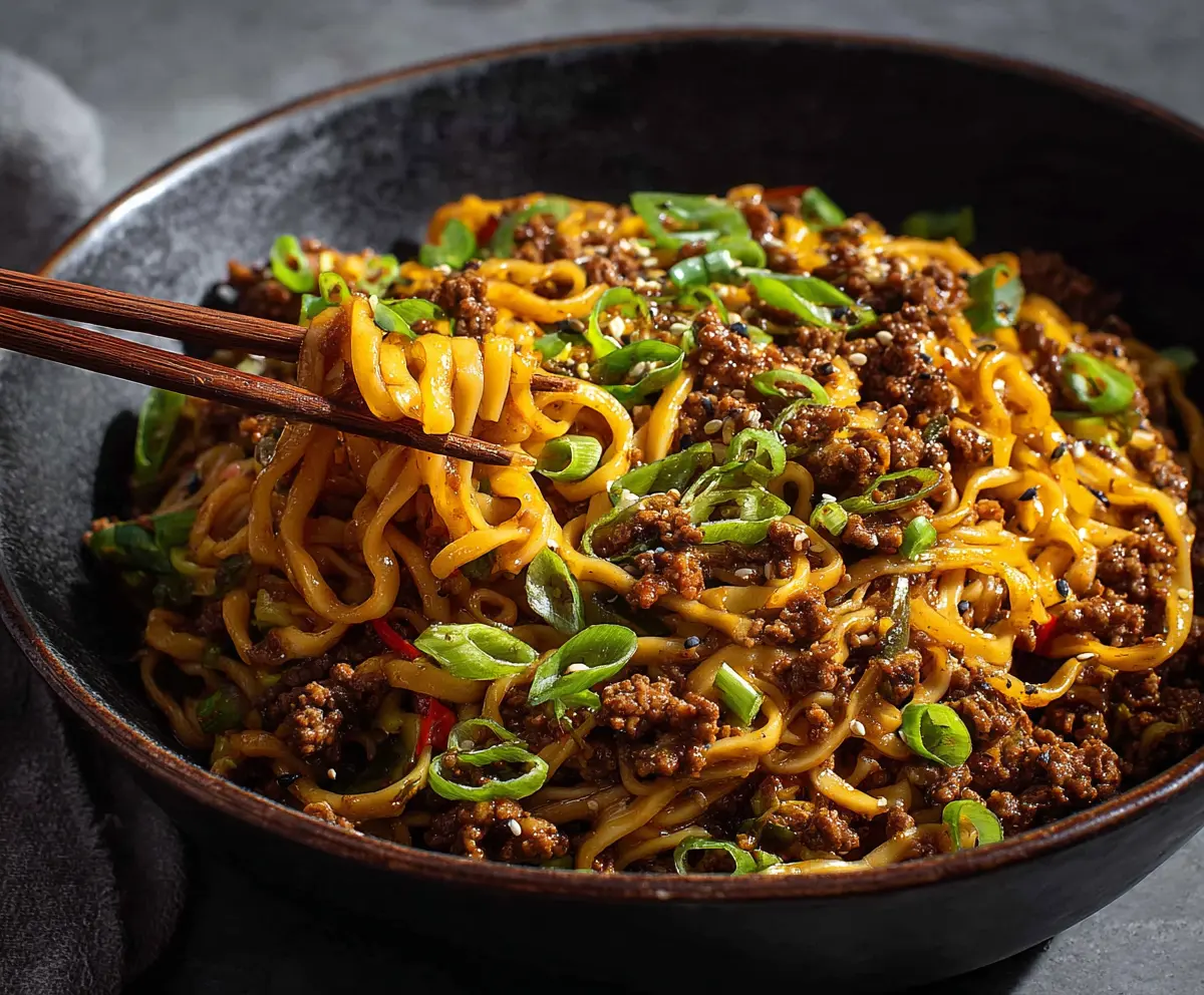 Easy Mongolian Ground Beef Noodles